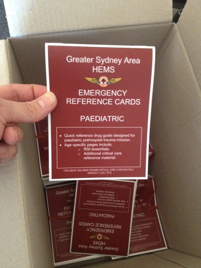 Paediatric Reference Cards available to download | Greater Sydney Area HEMS