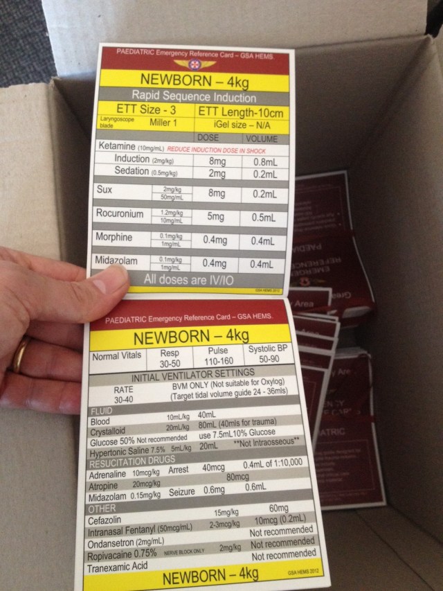 Paediatric Reference Cards available to download | Greater Sydney Area HEMS