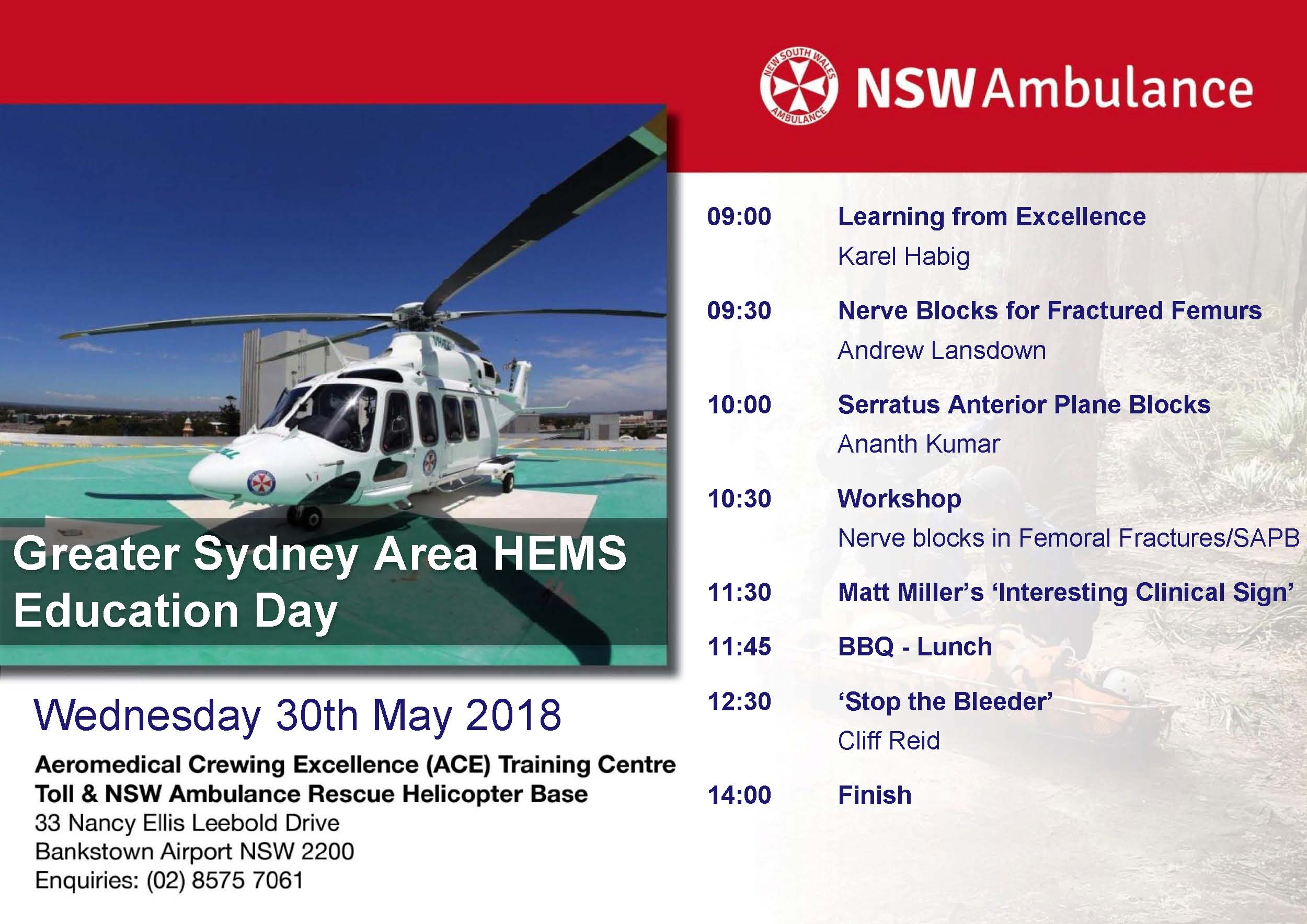 Sydney HEMS Education Day 30th May 2018 | Greater Sydney Area HEMS