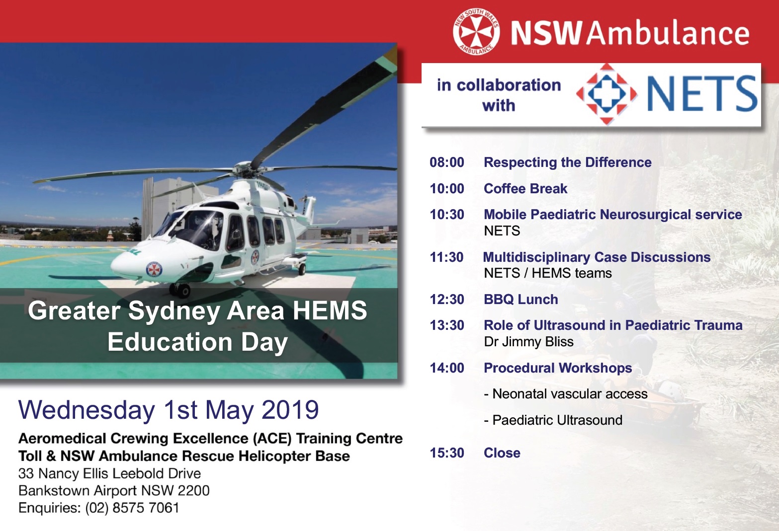 Education day – Wednesday 1st May | Greater Sydney Area HEMS