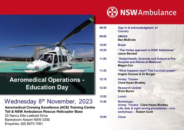 Education Day – Wednesday 8 November, 2023 | Greater Sydney Area HEMS