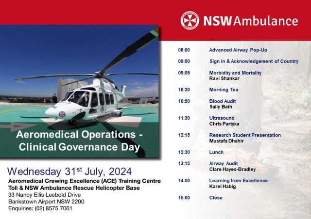 Clinical Governance Day – Wed 31st Jul | Greater Sydney Area HEMS